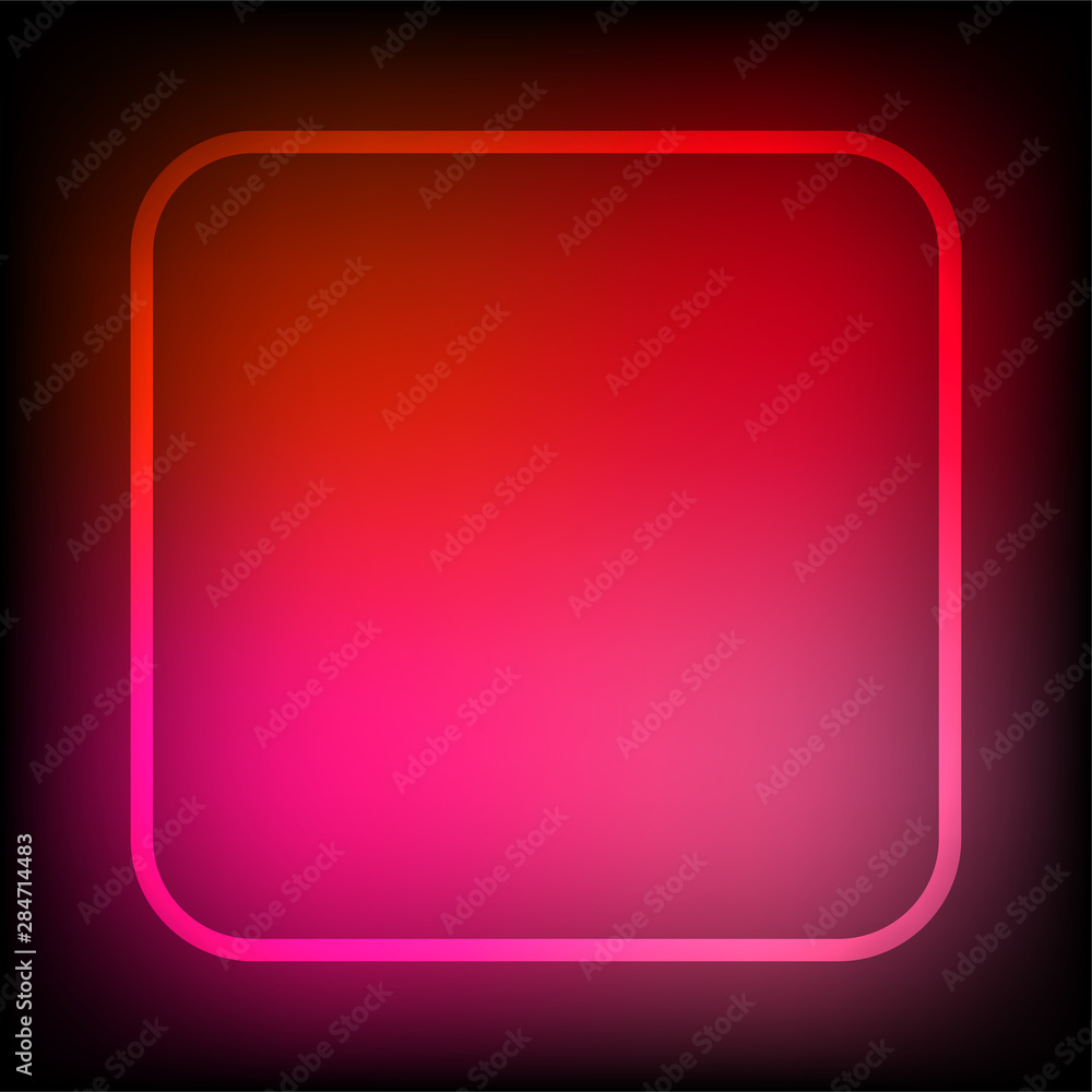 Neon sign.Rectangle glowing light banner with blank space. Electric ...