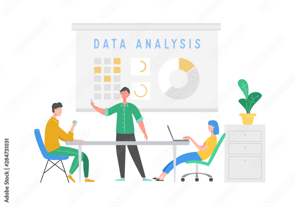 Data analysis concept with characters. Business Meeting Teamwork ...