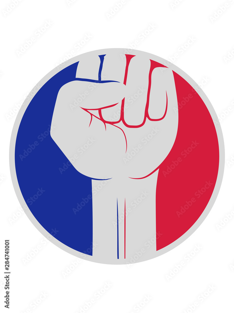 rot blau sticker kreis revolution symbol faust hand strecken oben luft ...