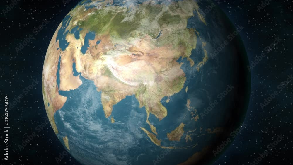 Planet Earth, zooming in on the Asian continent. Stock Video | Adobe Stock