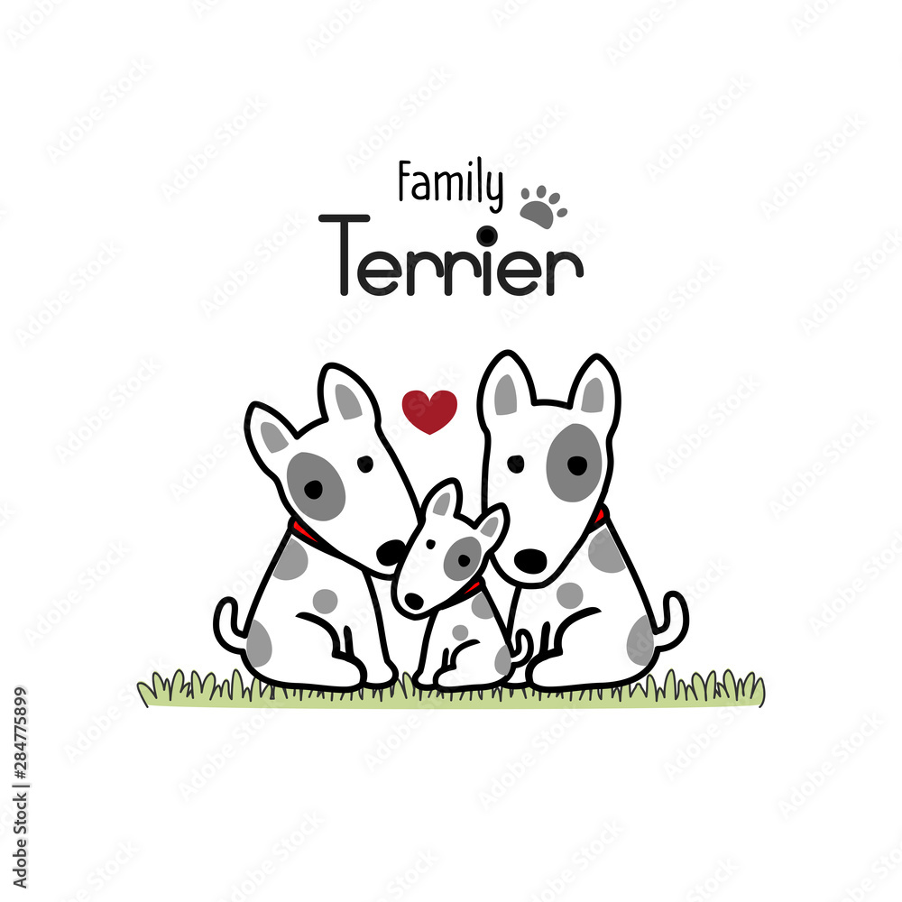 Cute mother father and baby dog. Happy animal family cartoon vector ...