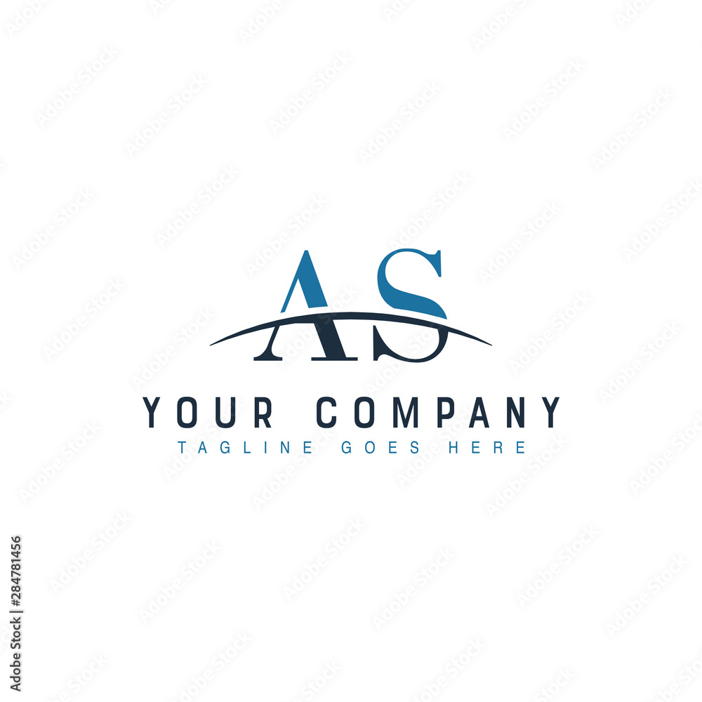 Initial letter AS, overlapping movement swoosh horizon logo company ...