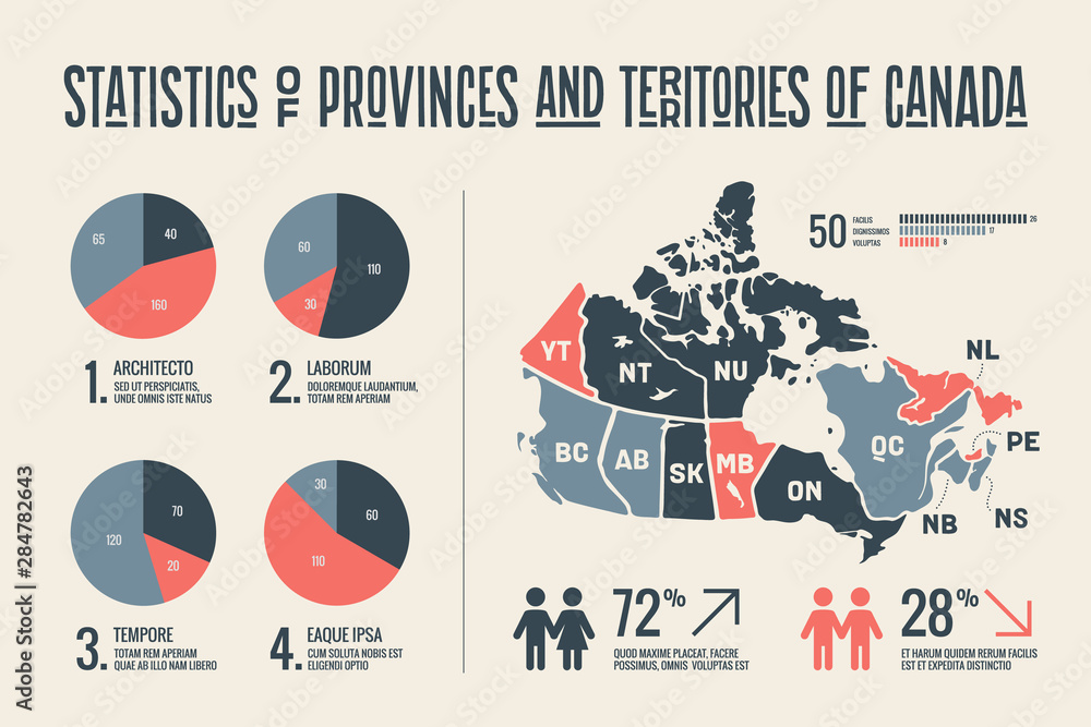 Vetor de Map Canada. Poster map of provinces and territories of Canada ...