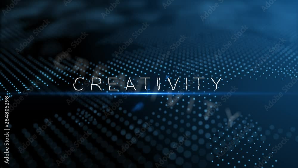 Creativity modern intro text 3D animation with lens flare and depth of ...