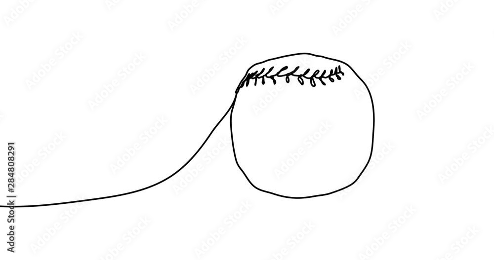 Baseball ball video. Continuous line drawing style. 4k set animation ...