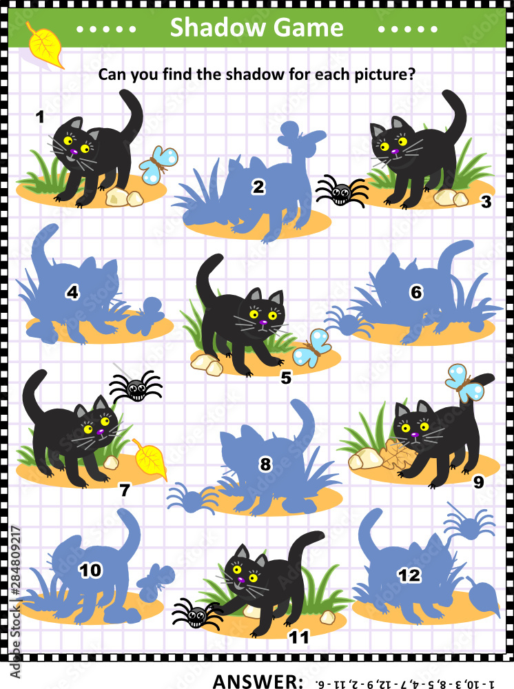 Halloween themed visual puzzle or picture riddle with black cat: Can ...