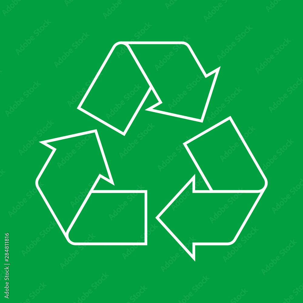 Simple white recycle sign outline. Linear recycle symbol, icon or logo ...