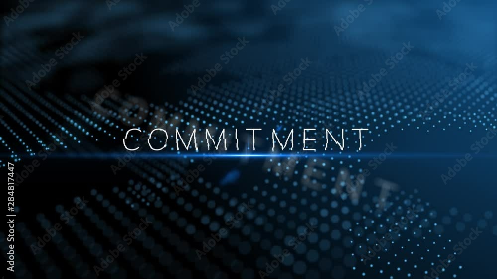 Stockvideo Commitment modern intro text 3D animation with lens flare and depth of field focus ...