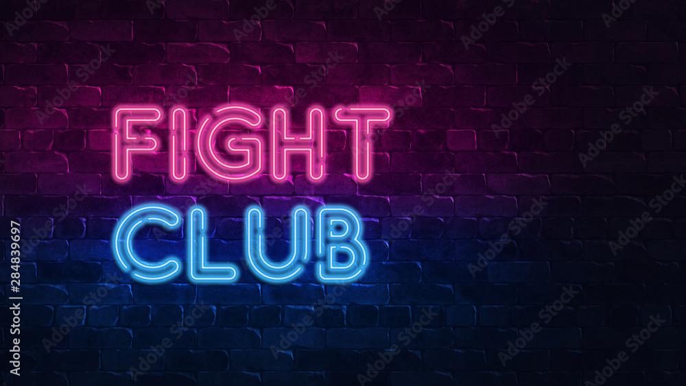fight club advertising concept on light backdrop. Night light signboard ...