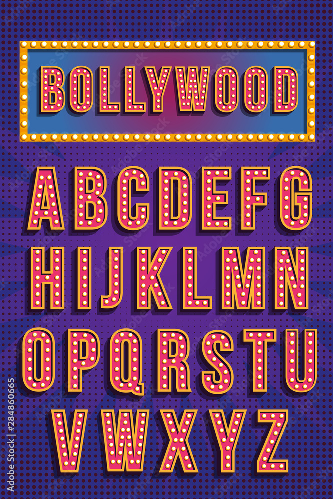 Retro Vintage light bulb lamp font or alphabet. Typography design, font ...