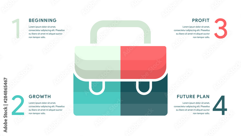 Vector Briefcase for Business Infographics concept with 4 options ...