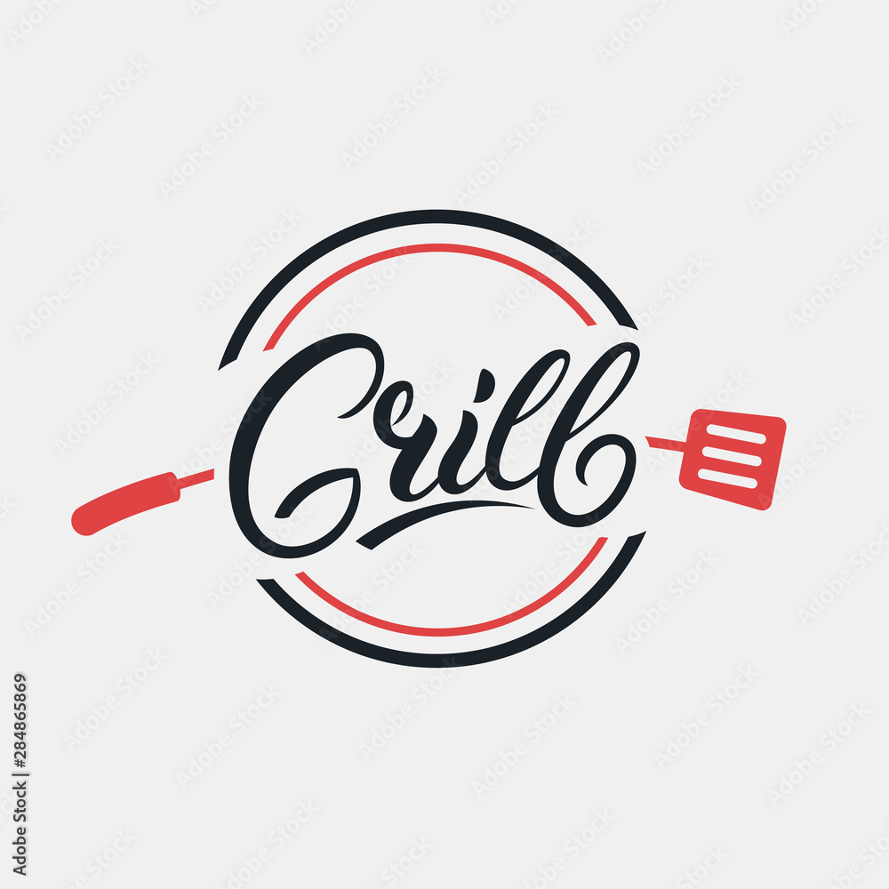 Grill hand written lettering logo Stock Vector | Adobe Stock