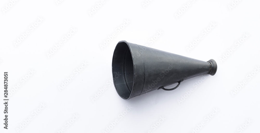 vintage black megaphone isolated on white background Stock Photo ...