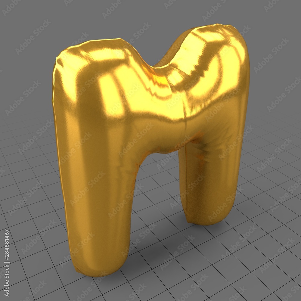 Foil letter M balloon Stock 3D asset | Adobe Stock