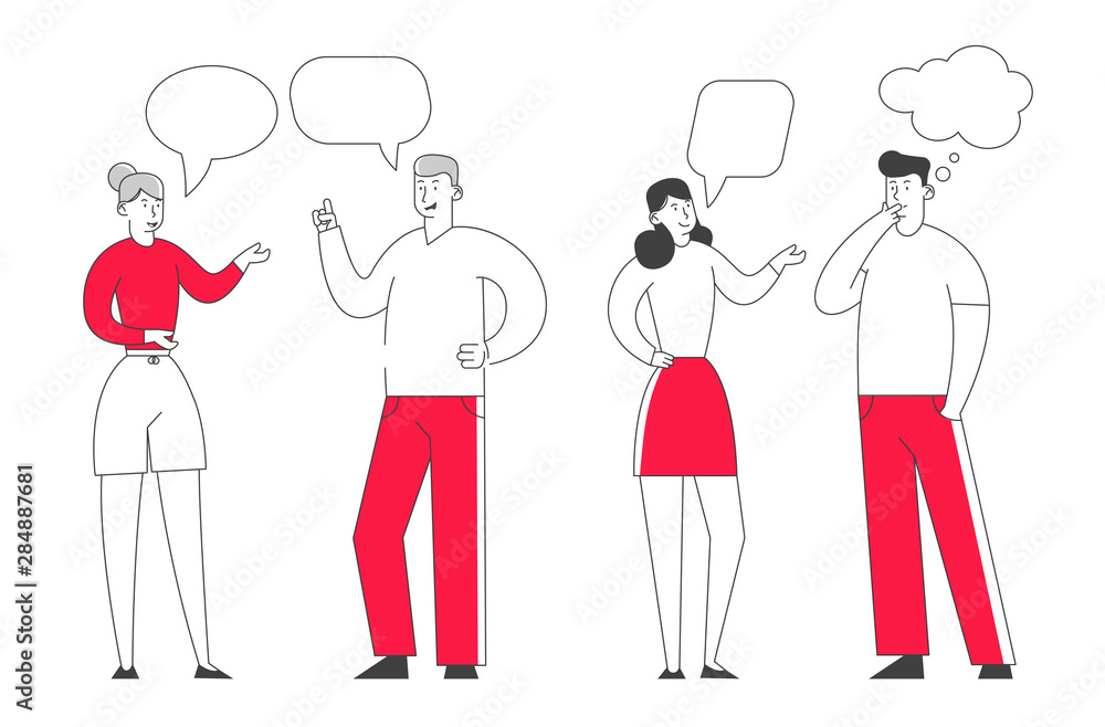 Group of Young People Speaking Together. Male and Female Characters ...