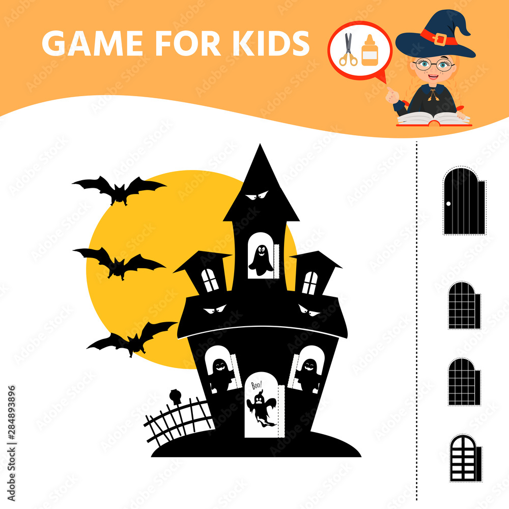 Educational game for children.cuts and stickers. Kids activity with ...