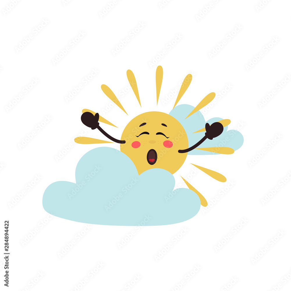 Cute the sun rises. Good morning. Emotions. Vector illustrations can ...