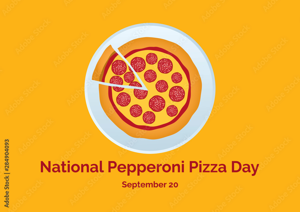 National Pepperoni Pizza Day vector. Salami pizza vector. Pepperoni ...