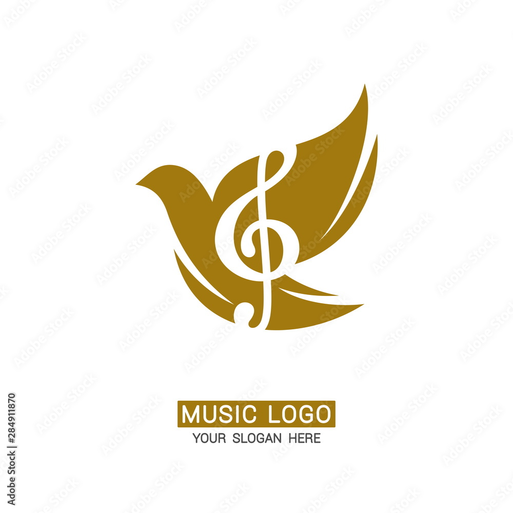 Music logo. Treble clef on a dove background Stock Vector | Adobe Stock
