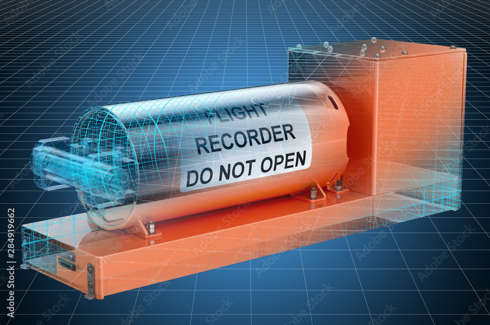 Visualization 3d cad model of flight data recorder, blueprint. 3D ...