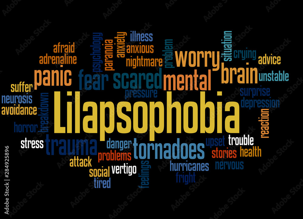Lilapsophobia fear of tornadoes and hurricanes word cloud concept 3 ...