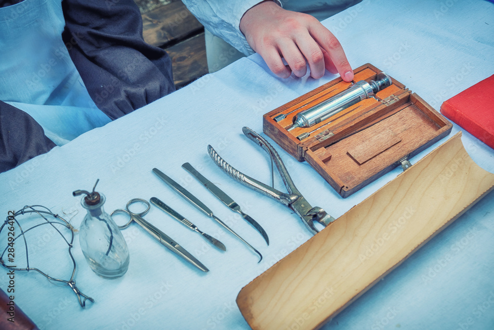 Ancient hospital for treatment soldiers on battlefield - 18th or 19th ...