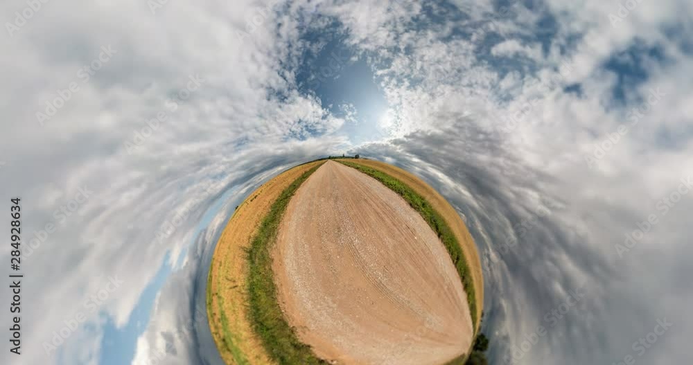 Little planet Transformation with curvature of space. Abstract torsion ...