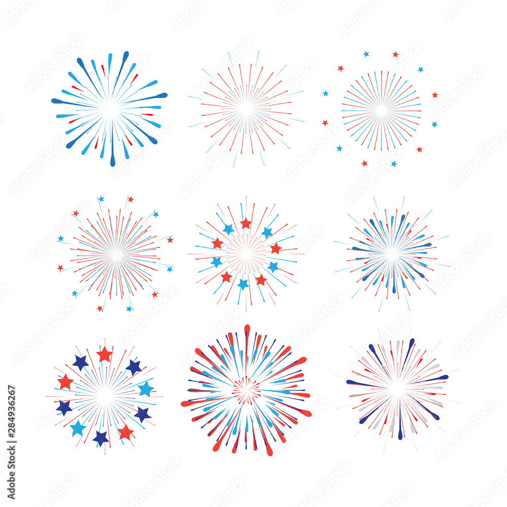 Firework Happy Independence day party holiday festive symbols fireworks ...