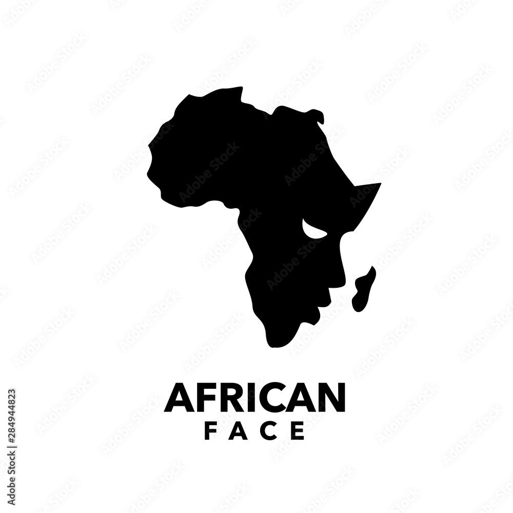 African Face Africa Map and Face Stock Vector | Adobe Stock
