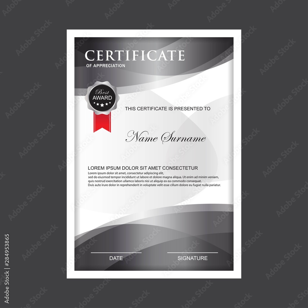 Silver certificate Premium template awards diploma background vector ...