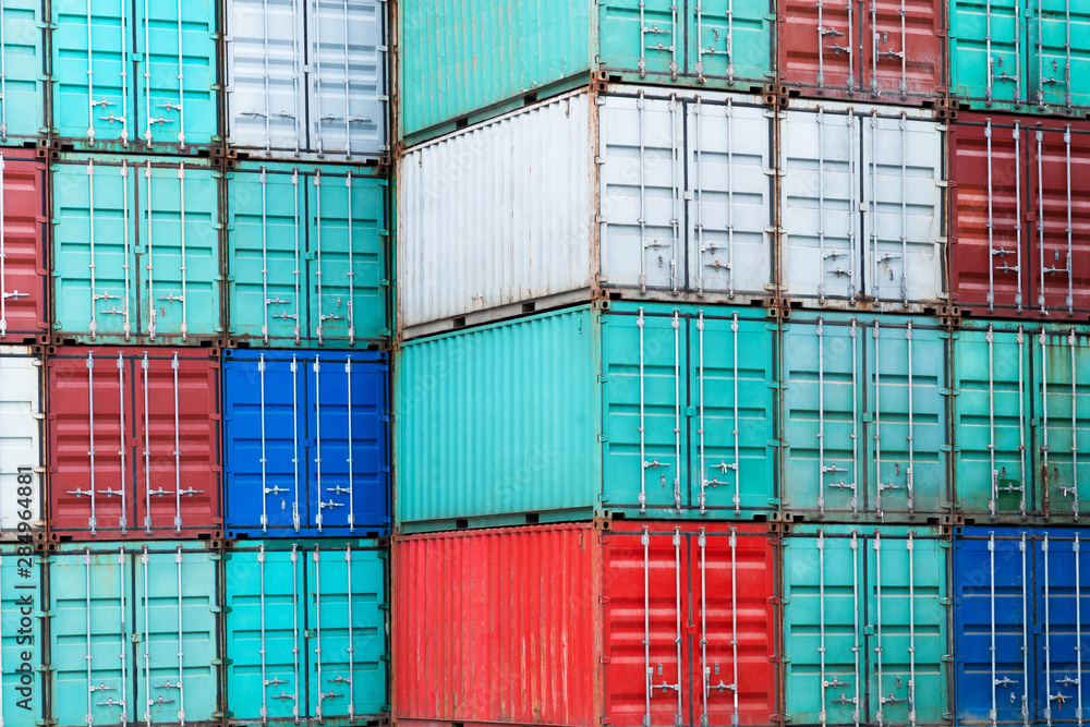 Stack of containers box, Cargo freight ship for import export lo Stock ...