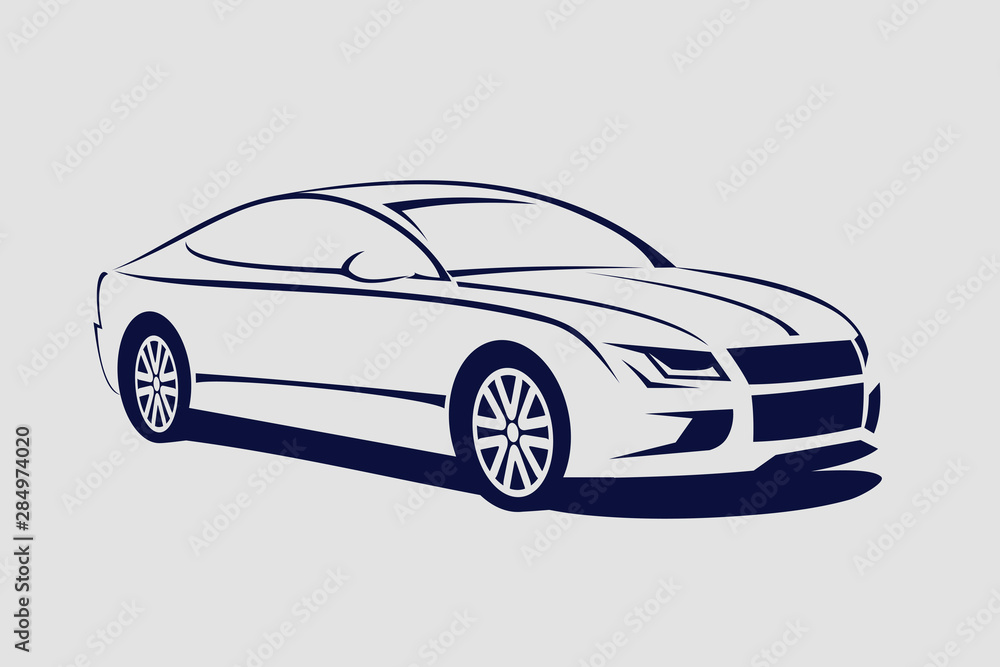 Vector illustration of sedan line art Stock Vector | Adobe Stock