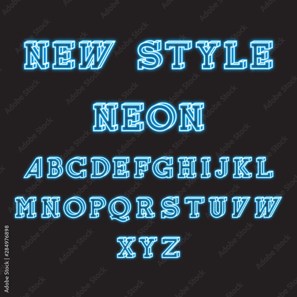 New style neon glowing isometric font vector illustration Stock Vector ...