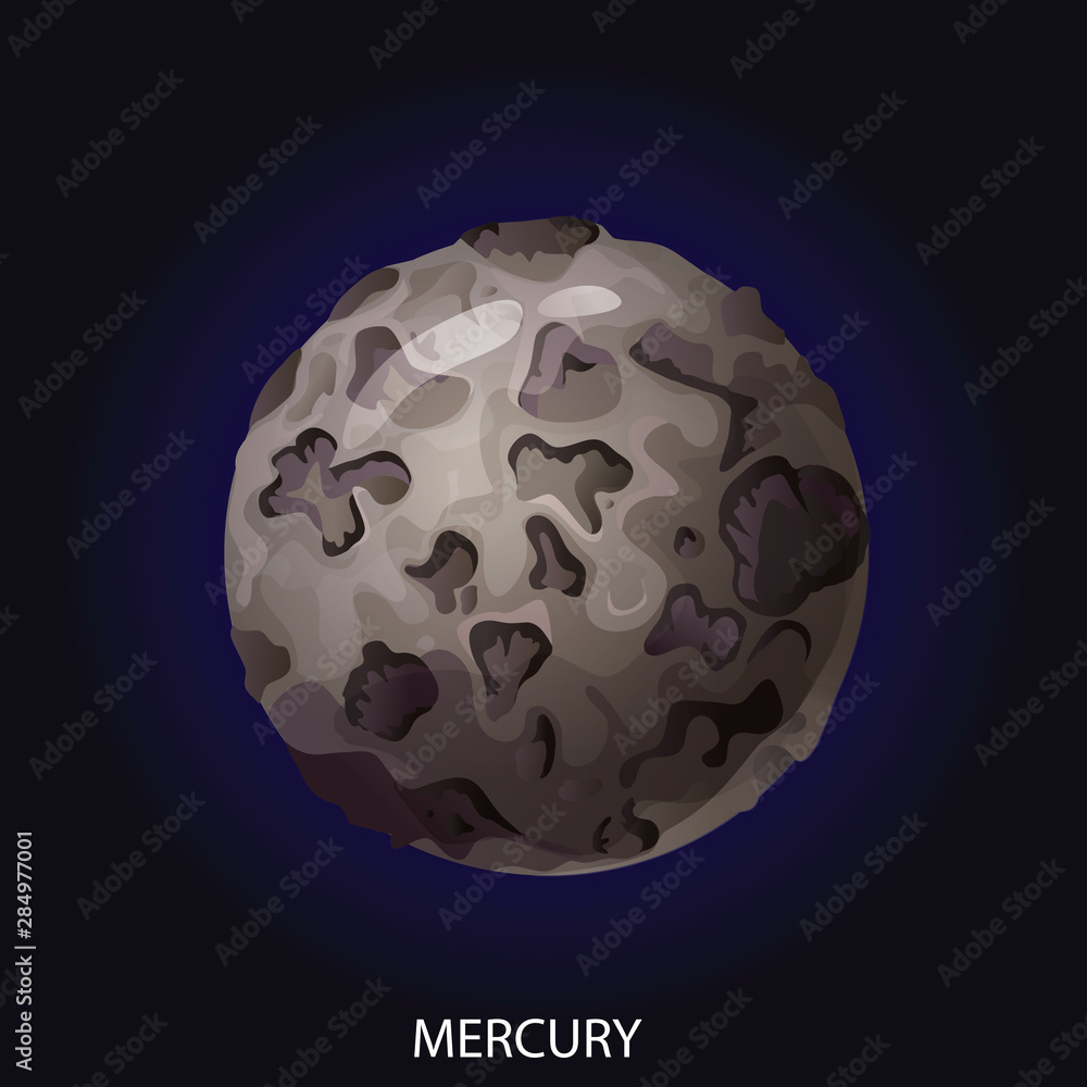 Planet Mercury cartoon vector illustration Stock Vector | Adobe Stock