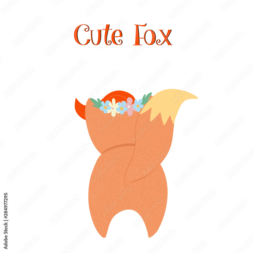 Cute fox rear view isolated on white background Stock Photo | Adobe Stock