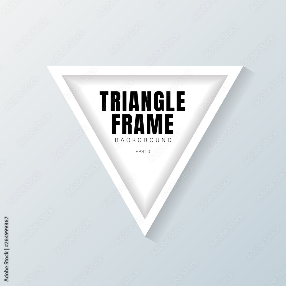 Realistic white triangle frame mockup on gray background. You can use ...