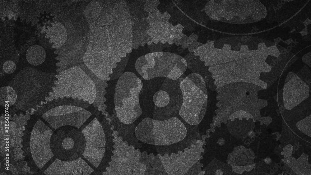 movement of the mechanism of the rotating gears on a texture background ...