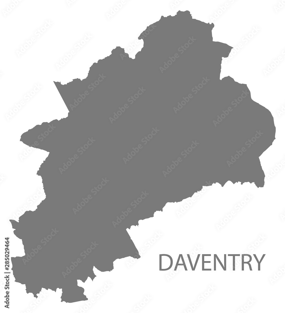 Daventry grey district map of East Midlands England UK Stock Vector ...
