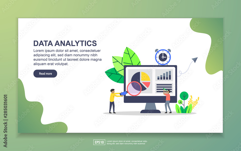Landing page template of data analytics. Modern flat design concept of ...