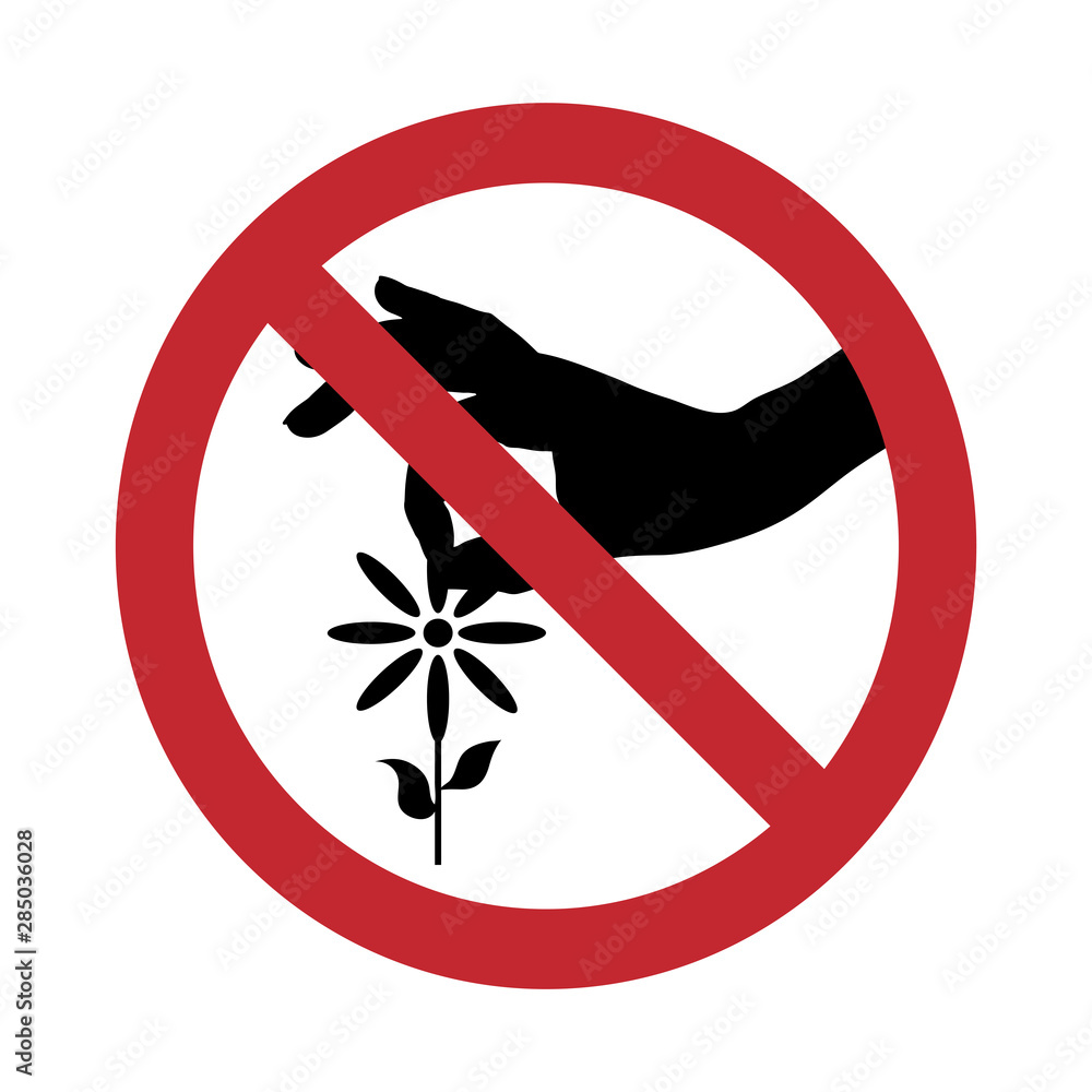 Vector silhouette no tear the flower mark on white background. Symbol ...