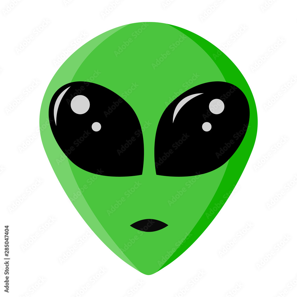 Green Alien Portrait With Large Black Eyes From 51 Area Martian Face
