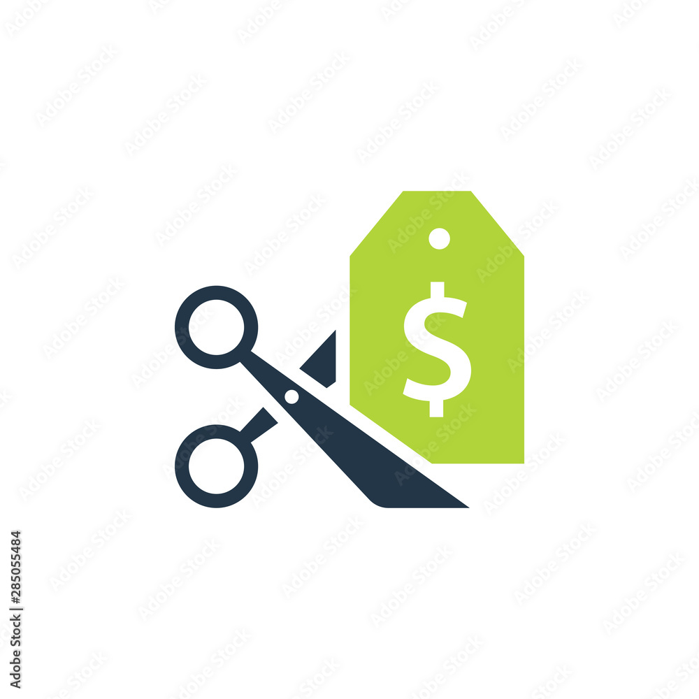 Cost cut icon. Clipart image isolated on white background Stock Vector ...