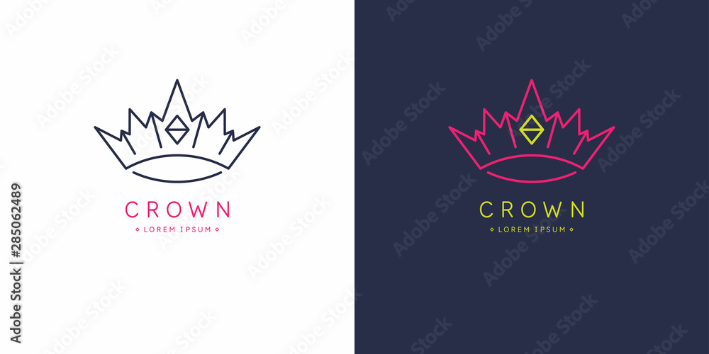 Original linear image of the crown. Isolated vector emblem ...