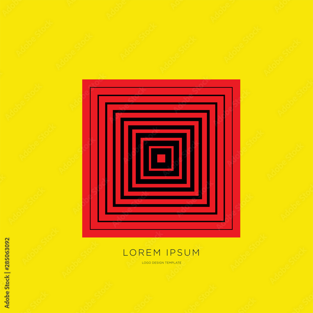 Vector Illustration Red Infinity Square in Yellow Background for Logo ...