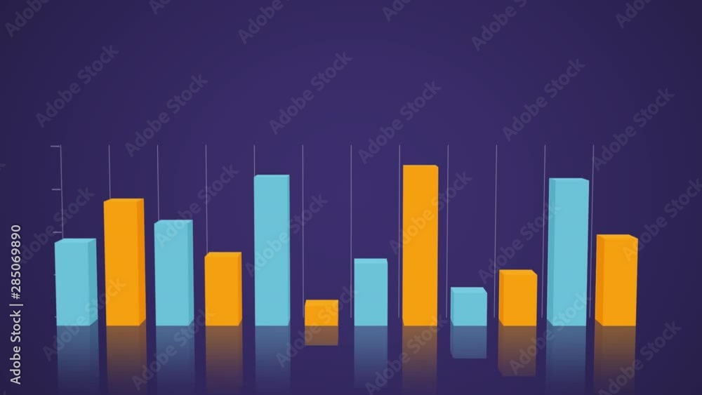 Orange and blue 3d block graph Stock Video | Adobe Stock
