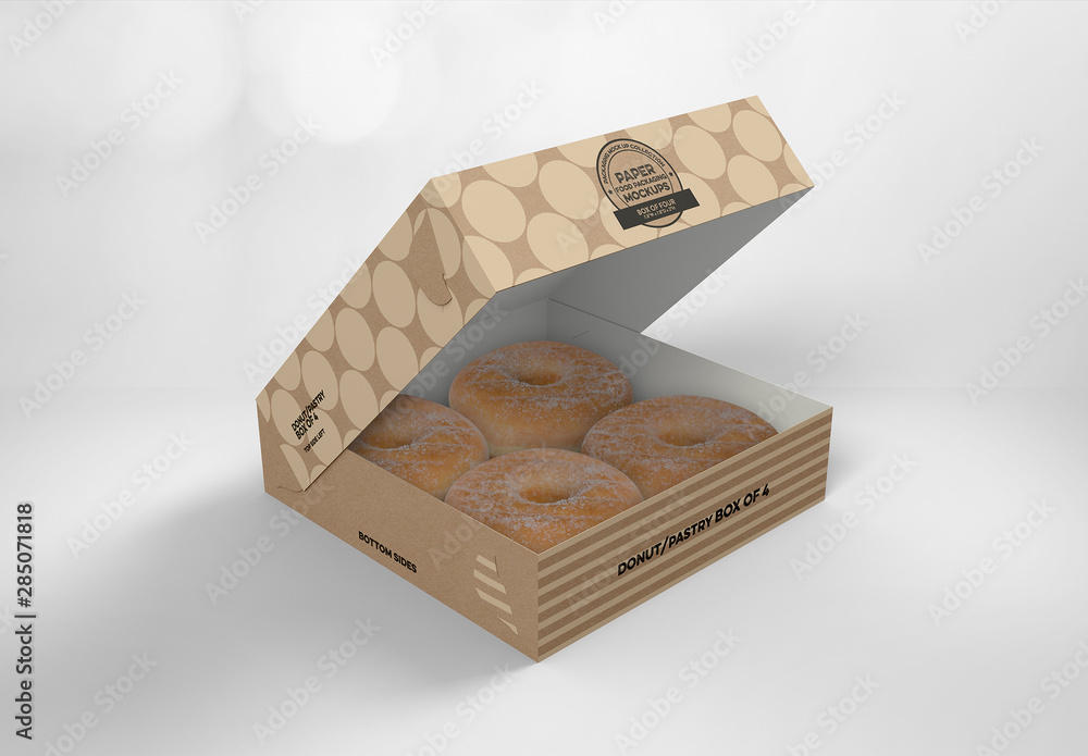 Open Square Pastry Box Mockup Stock Template | Adobe Stock