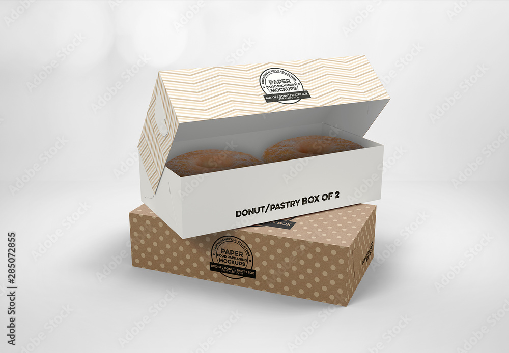 2 Stacked Small Pastry Boxes Mockup Stock Template | Adobe Stock