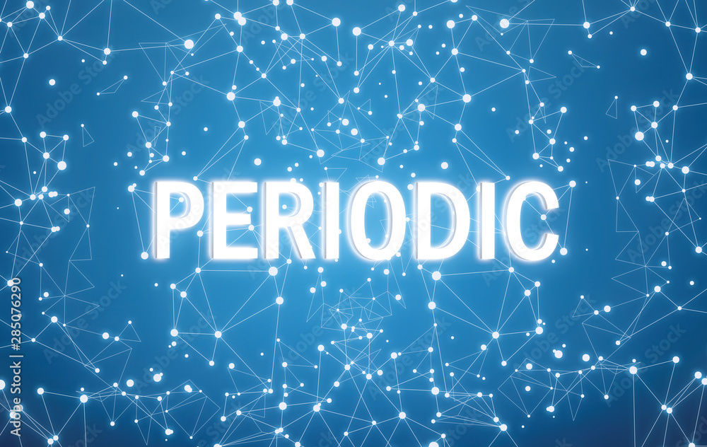 Periodic on digital interface and blue network background Stock ...