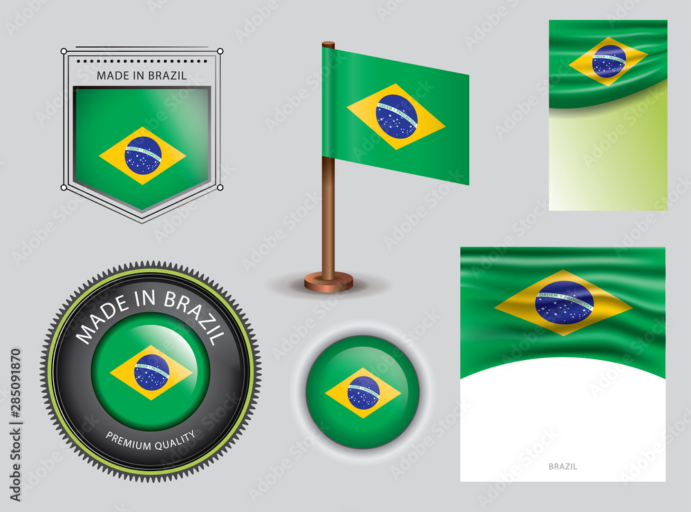 Made in Brazil seal, Brazilian flag and color --Vector Art-- Stock ...