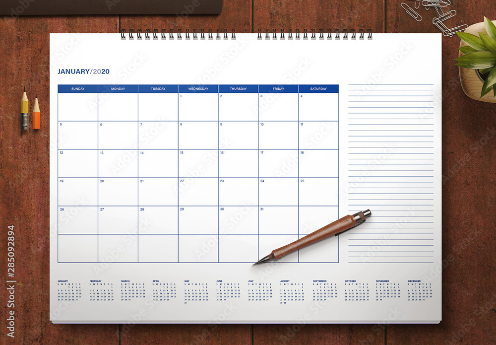 Monthly Desk Planner Layout Stock Template | Adobe Stock